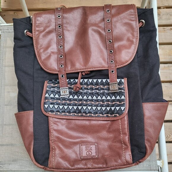 The Sak | Bags | The Sak Ventura Black Canvas Brown Leather Backpack ...